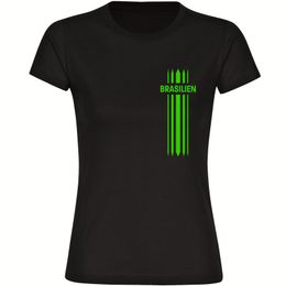 multifanshop Damen T-Shirt - Brasilien - Streifen - Druck gelb - Frauen
