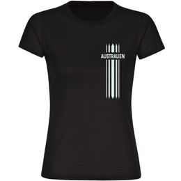 multifanshop Damen T-Shirt - Australien - Streifen - Druck wei&szlig; - Frauen