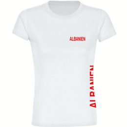 multifanshop Damen T-Shirt - Albanien - Brust & Seite - Druck rot - Frauen