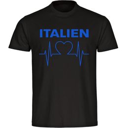 multifanshop Herren T-Shirt - Italien - Herzschlag - Druck blau - M&auml;nner