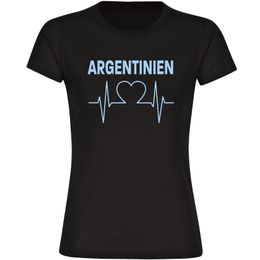 multifanshop Damen T-Shirt - Argentinien - Herzschlag - Druck hellblau - Frauen