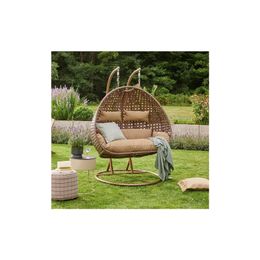 Home Deluxe Polyrattan H&auml;ngesessel TWIN - Braun f&uuml;r 2 Personen