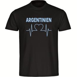 multifanshop Herren T-Shirt - Argentinien - Herzschlag - Druck hellblau - M&auml;nner