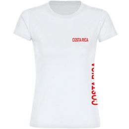 multifanshop Damen T-Shirt - Costa Rica - Brust & Seite - Druck rot - Frauen