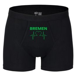 multifanshop Herren Boxer Short - Bremen - Herzschlag - Druck gr&uuml;n - Unterw&auml;sche