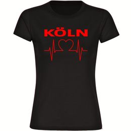 multifanshop Damen T-Shirt - K&ouml;ln - Herzschlag - Druck rot - Frauen