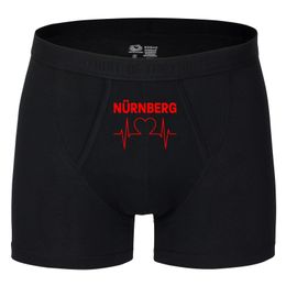 multifanshop Herren Boxer Short - N&uuml;rnberg - Herzschlag - Druck rot - Unterw&auml;sche
