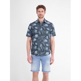 Kurzarmhemd Lerros, Herren, Gr. L, N-Gr, classic navy, Web, Obermaterial: 60% Polyester, 40% Baumwolle, bedruckt, regular fit normal, abgesteppte Kante, Hemden, Kurzarm, aus Polyester und Baumwolle, mit floralem All-over-Print