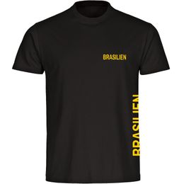 multifanshop Herren T-Shirt - Brasilien - Brust & Seite - Druck gr&uuml;n - M&auml;nner