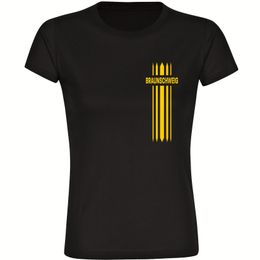 multifanshop Damen T-Shirt - Braunschweig - Streifen - Druck gelb - Frauen