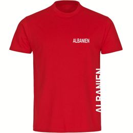 multifanshop Herren T-Shirt - Albanien - Brust & Seite - Druck wei&szlig; - M&auml;nner