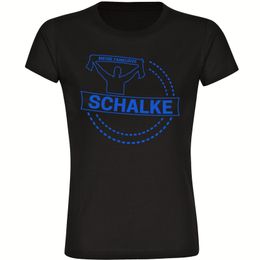 multifanshop Damen T-Shirt - Schalke - Meine Fankurve - Druck blau - Frauen