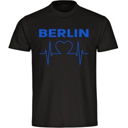 multifanshop Herren T-Shirt - Berlin blau - Herzschlag - Druck blau - M&auml;nner