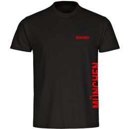 multifanshop Herren T-Shirt - M&uuml;nchen rot - Brust & Seite - Druck rot - M&auml;nner