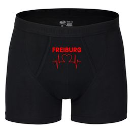 multifanshop Herren Boxer Short - Freiburg - Herzschlag - Druck rot - Unterw&auml;sche