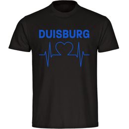 multifanshop Herren T-Shirt - Duisburg - Herzschlag - Druck blau - M&auml;nner