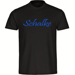 multifanshop Herren T-Shirt - Schalke - Schriftzug - Druck blau - M&auml;nner