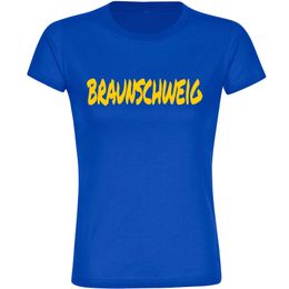 multifanshop Damen T-Shirt - Braunschweig - Textmarker - Druck gelb - Frauen