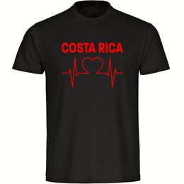 multifanshop Herren T-Shirt - Costa Rica - Herzschlag - Druck rot - M&auml;nner