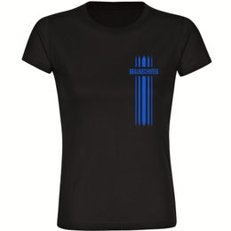 multifanshop Damen T-Shirt - Braunschweig - Streifen - Druck blau - Frauen
