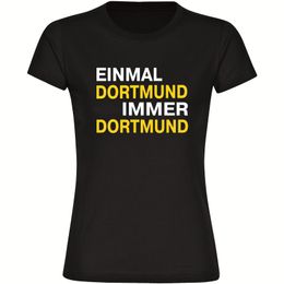 multifanshop Damen T-Shirt - Dortmund - Einmal Immer - Druck gelb - Frauen