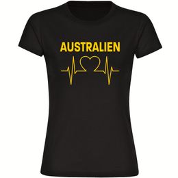 multifanshop Damen T-Shirt - Australien - Herzschlag - Druck gelb - Frauen