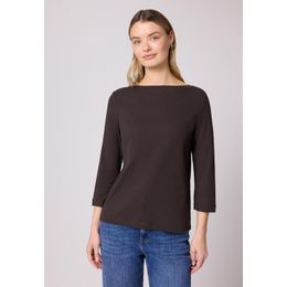 3/4-Arm-Shirt Street One, Damen, Gr. 34, molten earth, Web, 95% Baumwolle, 5% Elasthan, unifarben, normal normal, U-Boot-Ausschnitt, abgesteppt, Shirts 3/4-Arm-Shirt, Jersey