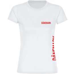 multifanshop Damen T-Shirt - D&auml;nemark - Brust & Seite - Druck rot - Frauen