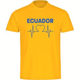multifanshop Herren T-Shirt - Ecuador - Herzschlag - Druck blau - M&auml;nner