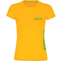 multifanshop Damen T-Shirt - Australien - Brust & Seite - Druck gr&uuml;n - Frauen