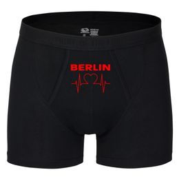 multifanshop Herren Boxer Short - Berlin rot - Herzschlag - Druck rot - Unterw&auml;sche