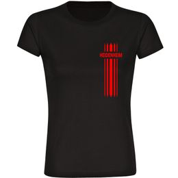 multifanshop Damen T-Shirt - Heidenheim - Streifen - Druck rot - Frauen