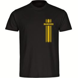 multifanshop Herren T-Shirt - Braunschweig - Streifen - Druck gelb - M&auml;nner