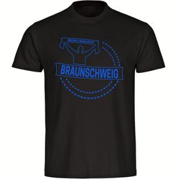 multifanshop Herren T-Shirt - Braunschweig - Meine Fankurve - Druck blau - M&auml;nner