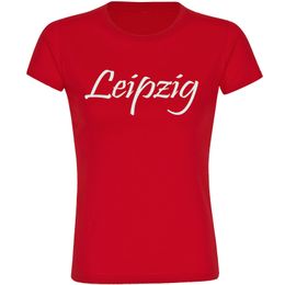 multifanshop Damen T-Shirt - Leipzig - Schriftzug - Druck wei&szlig; - Frauen