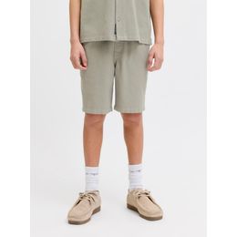 Jack & Jones Shorts JACK & JONES JUNIOR "JPSTJAIDEN WAFFLE RESORT SHORTS JNR", M&auml;dchen, Gr. 170, N-Gr, vetiver, Web, Obermaterial: 100% Baumwolle, unifarben, loose fit ca. Mitte Oberschenkel, Hosen Shorts, Baumwolle, locker geschnitten
