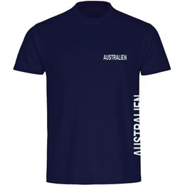 multifanshop Herren T-Shirt - Australien - Brust & Seite - Druck wei&szlig; - M&auml;nner