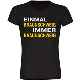 multifanshop Damen T-Shirt - Braunschweig - Einmal Immer - Druck gelb - Frauen