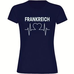 multifanshop Damen T-Shirt - Frankreich - Herzschlag - Druck wei&szlig; - Frauen