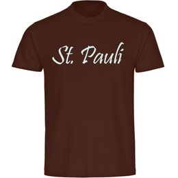 multifanshop Herren T-Shirt - St. Pauli - Schriftzug - Druck wei&szlig; - M&auml;nner