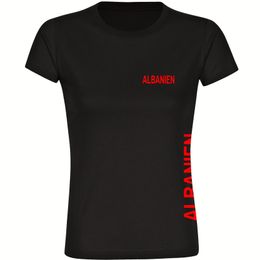 multifanshop Damen T-Shirt - Albanien - Brust & Seite - Druck rot - Frauen