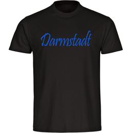 multifanshop Herren T-Shirt - Darmstadt - Schriftzug - Druck blau - M&auml;nner