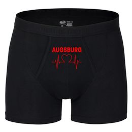 multifanshop Herren Boxer Short - Augsburg - Herzschlag - Druck rot - Unterw&auml;sche