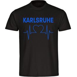 multifanshop Herren T-Shirt - Karlsruhe - Herzschlag - Druck blau - M&auml;nner