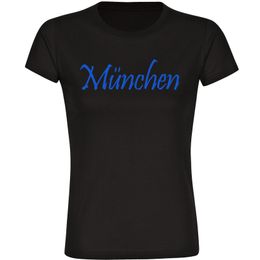 multifanshop Damen T-Shirt - M&uuml;nchen blau - Schriftzug - Druck blau - Frauen