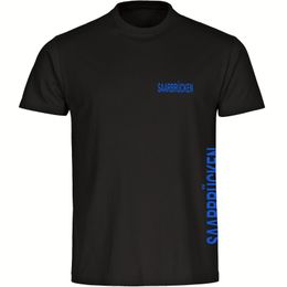 multifanshop Herren T-Shirt - Saarbr&uuml;cken - Brust & Seite - Druck blau - M&auml;nner