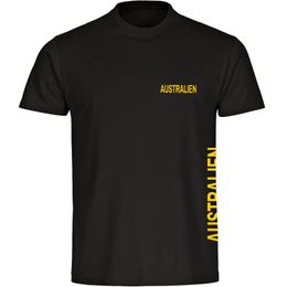 multifanshop Herren T-Shirt - Australien - Brust & Seite - Druck gelb - M&auml;nner