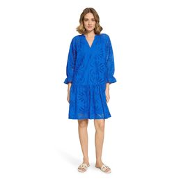 Sommerkleid Betty Barclay "Damen mit 3/4 Arm", Damen, Gr. 38, Normalgr&ouml;&szlig;en, adria blau, Obermaterial: 100% Baumwolle. Futter: 100% Baumwolle, ausgestellt kurz, V-Ausschnitt, Kleider Sommerkleid
