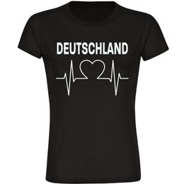 multifanshop Damen T-Shirt - Deutschland - Herzschlag - Druck wei&szlig; - Frauen