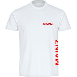 multifanshop Herren T-Shirt - Mainz - Brust & Seite - Druck rot - M&auml;nner
